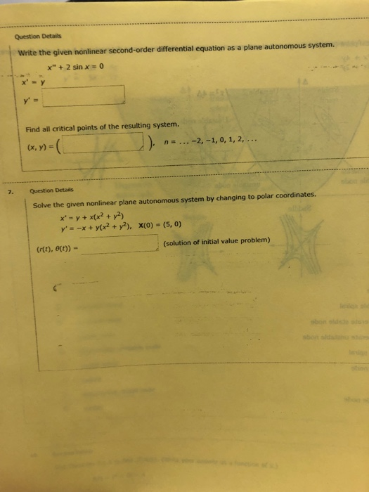 Solved Question Details Write the given nonlinear | Chegg.com