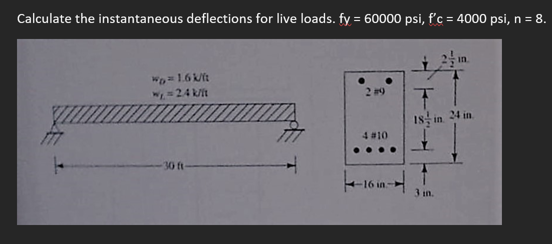 Solved Calculate the instantaneous deflections for live | Chegg.com