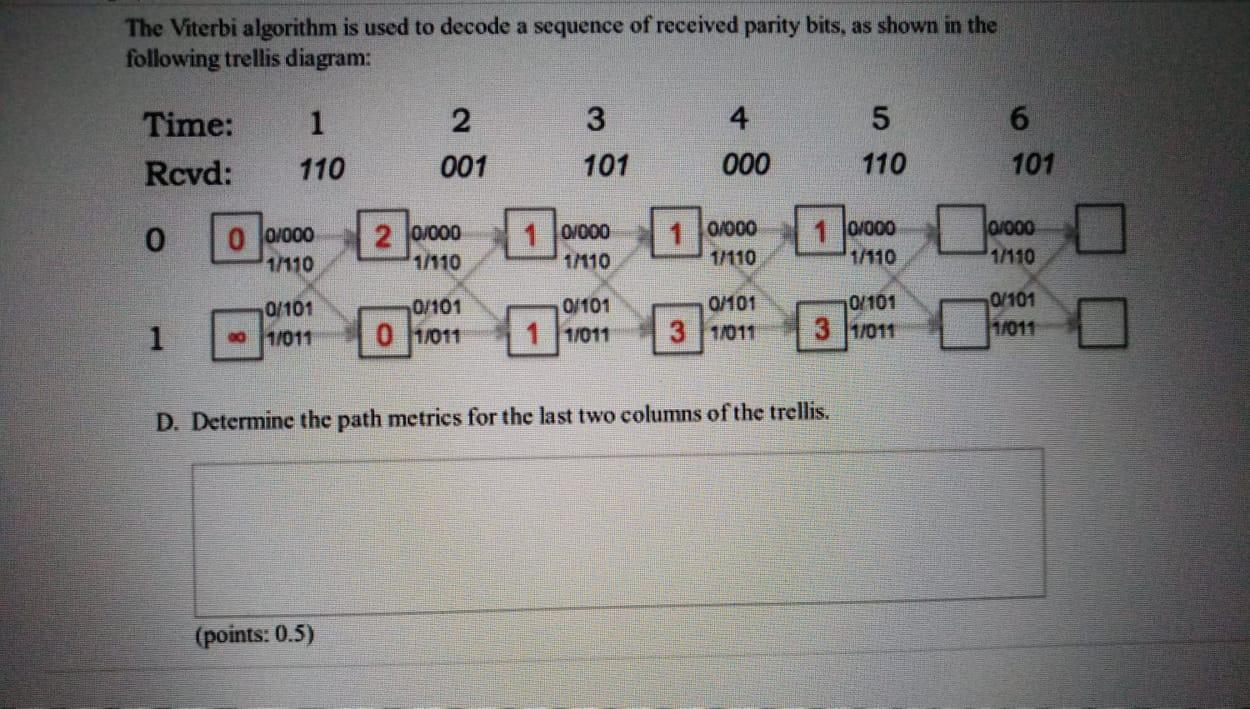 Solved The Viterbi algorithm is used to decode a sequence of | Chegg.com