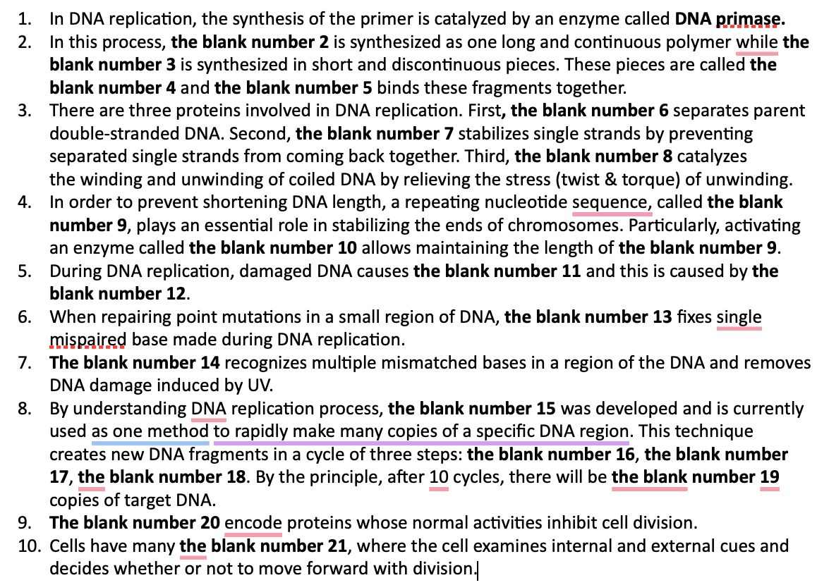 Solved 1. In DNA replication, the synthesis of the primer is | Chegg.com