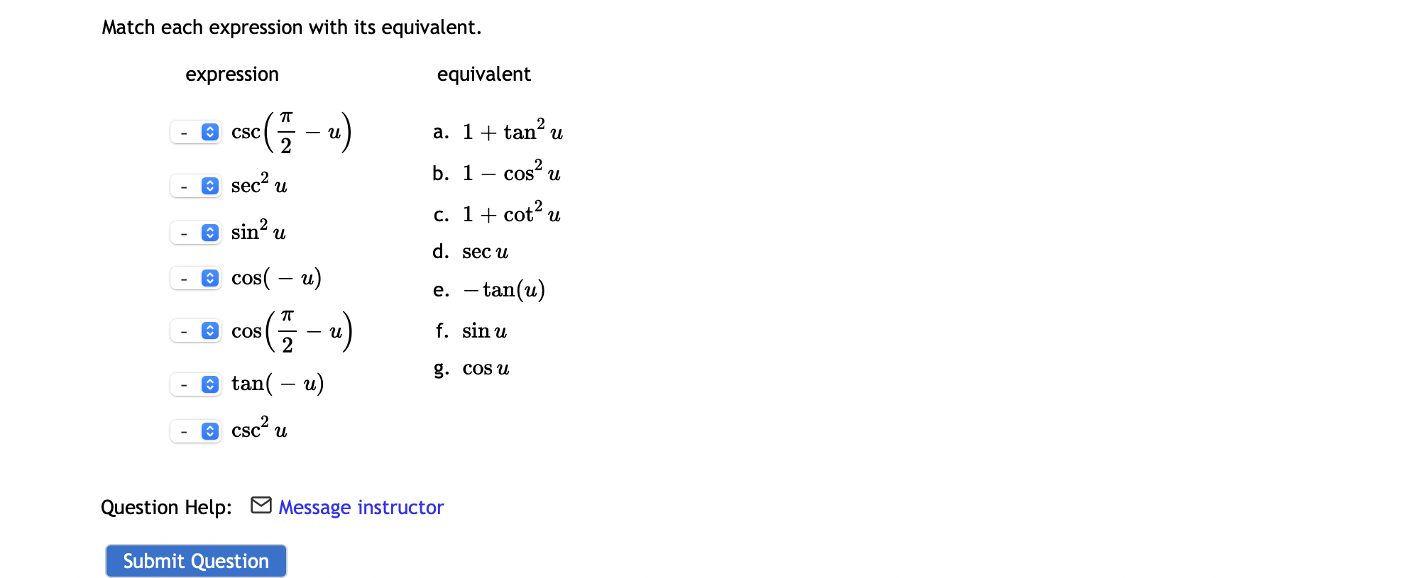 Solved Match each expression with its equivalent. expression | Chegg.com