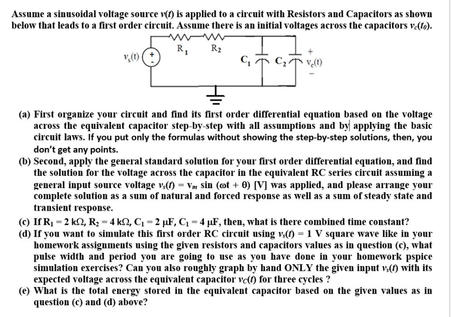 Solved Assume a sinusoidal voltage source v(t) is applied to | Chegg.com