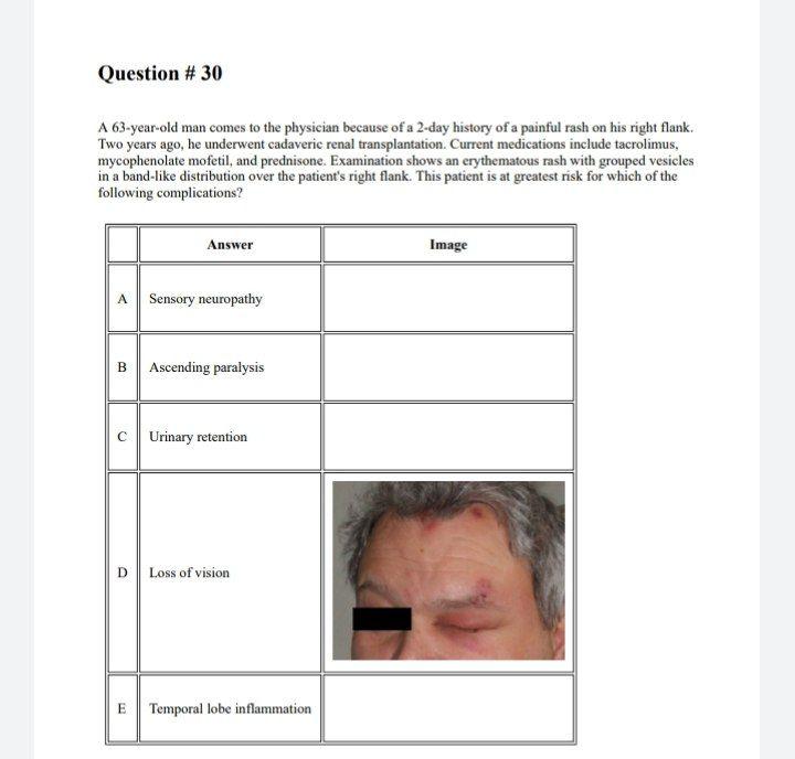 Solved Question # 30 A 63-year-old man comes to the | Chegg.com