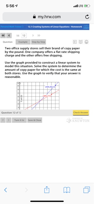 Solved 5:567 LTE a my.hrw.com 12.1 Creating Systems of | Chegg.com