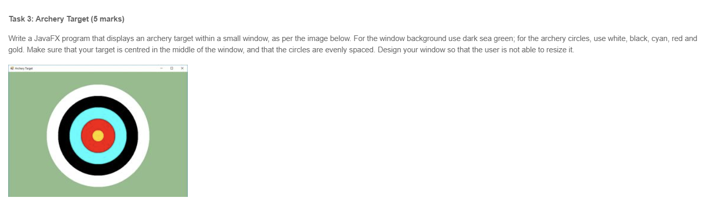 Task 3: Archery Target (5 marks) gold. Make sure that | Chegg.com