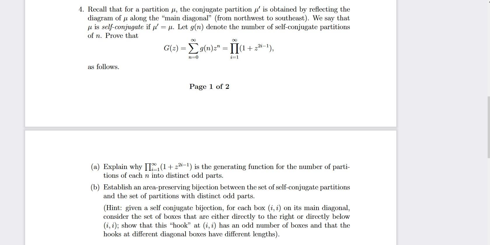 4. Recall that for a partition pl, the conjugate | Chegg.com