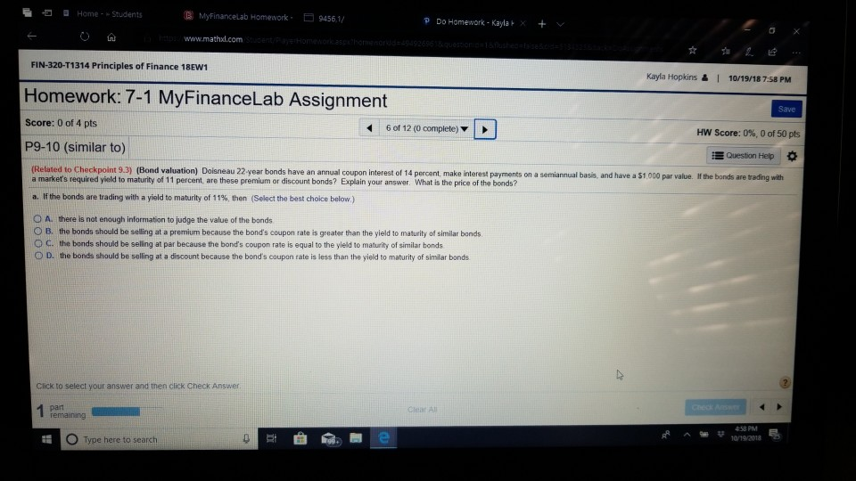 Solved Home- Students B MyFinancelab Homework 9456,1/ Do | Chegg.com