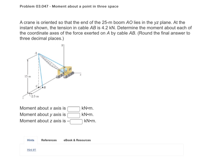Solved Problem 03.047 Moment about a point in three space A | Chegg.com