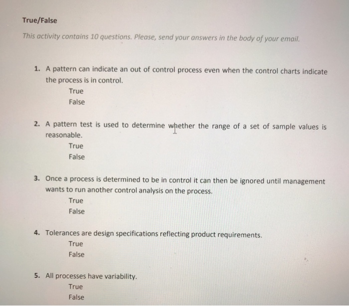Solved True/False This activity contains 10 questions. | Chegg.com