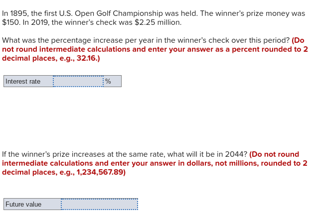 Solved In 1895, the first U.S. Open Golf Championship was | Chegg.com