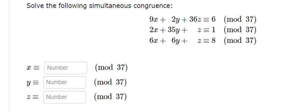 Solved Solve the following simultaneous | Chegg.com