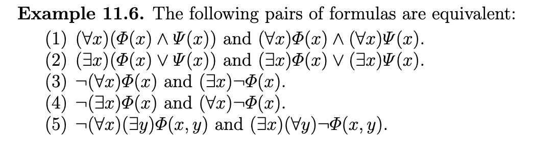 Solved Example 11.6. The following pairs of formulas are | Chegg.com