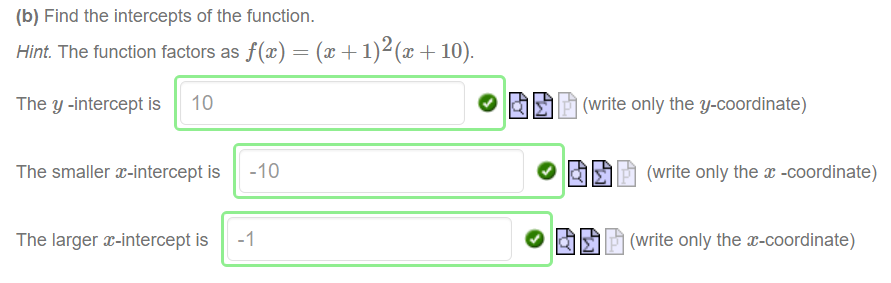 Solved (b) ﻿Find the intercepts of the function.Hint. The | Chegg.com