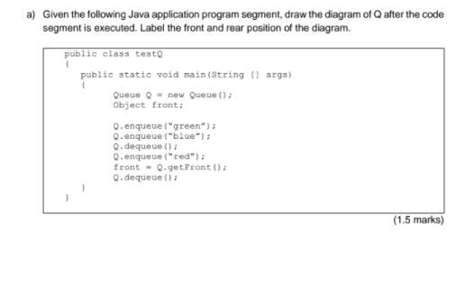 a) Given the following Java application program | Chegg.com