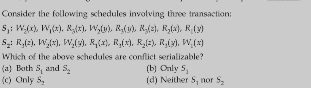 Solved Consider the following schedules involving three | Chegg.com