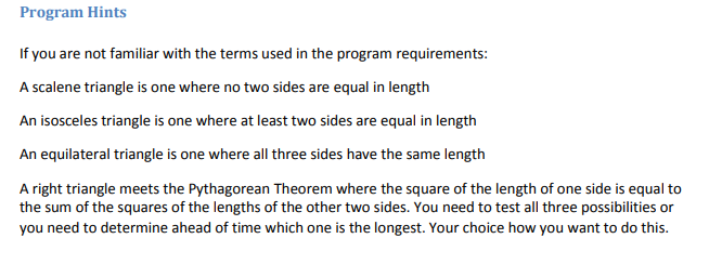 Solved Triangle Class For this lab, you will create a simple | Chegg.com