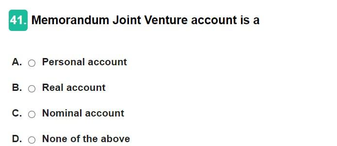 Solved Memorandum Joint Venture account is a A. Personal | Chegg.com