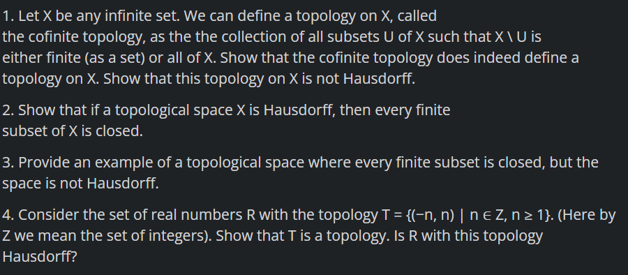Solved Let x ﻿be any infinite set. We can define a topology | Chegg.com