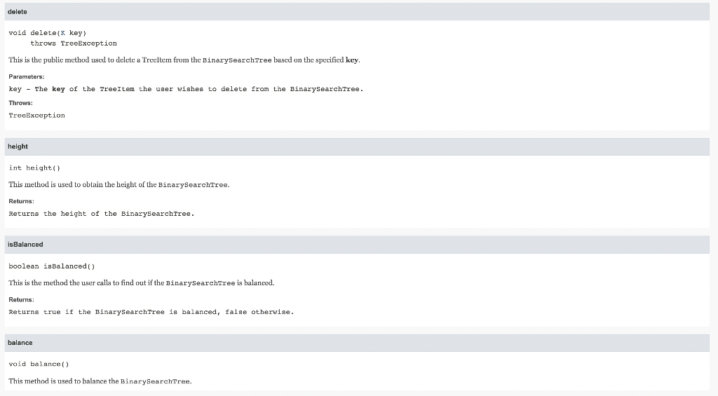 Solved Binary Search Tree Class You will write the | Chegg.com