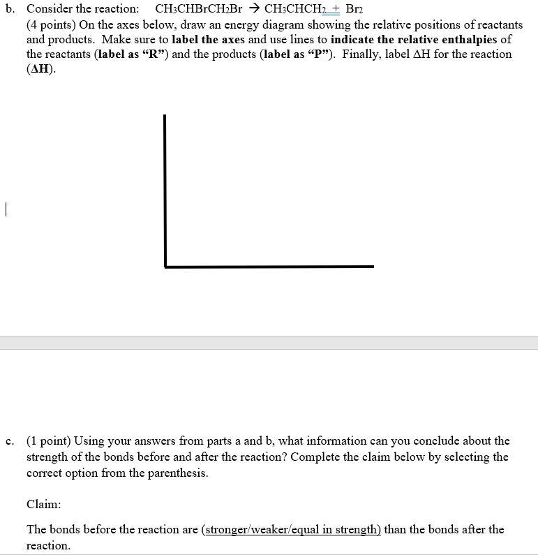 Solved b. Consider the reaction: CH3CHBTCHBr CH3CHCH2 + Br2 | Chegg.com