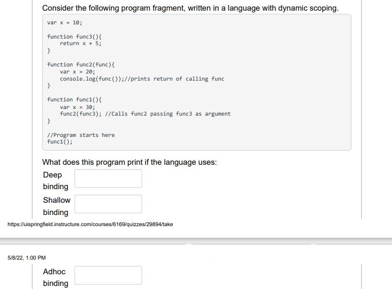 Solved Consider The Following Program Fragment Written In A 