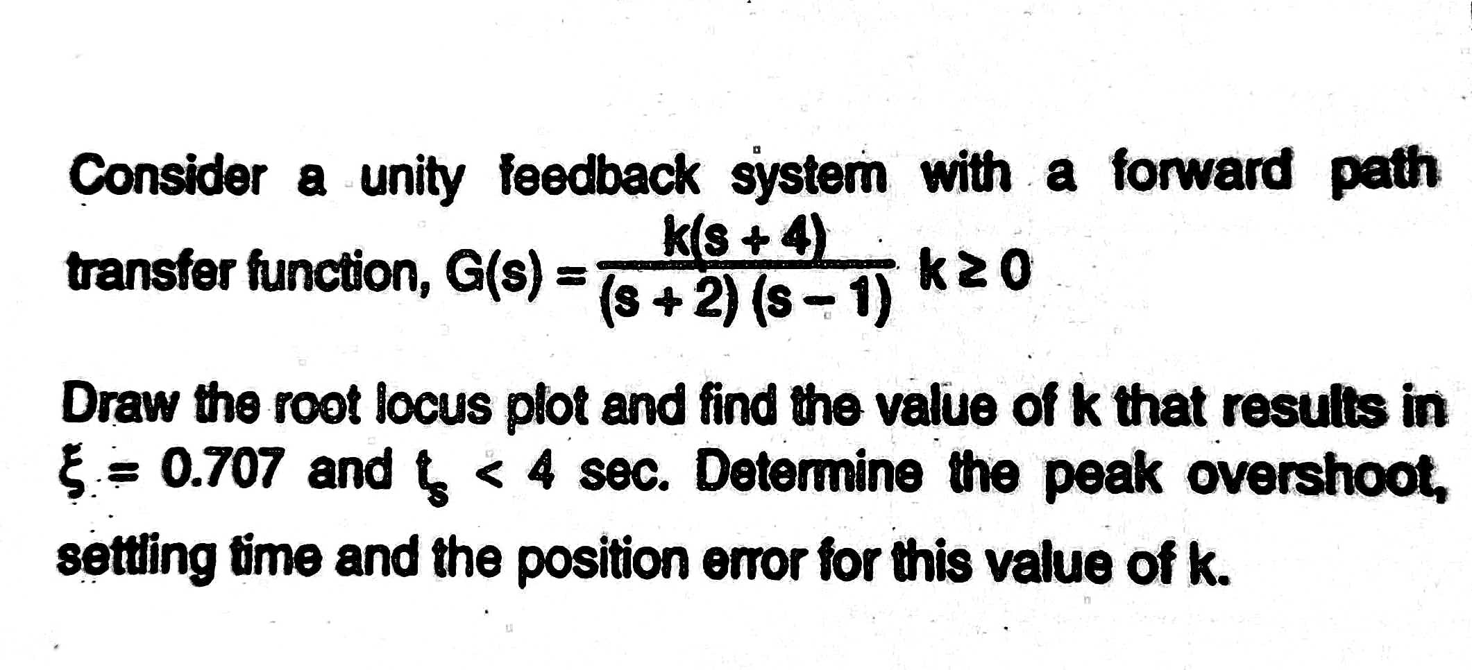 Solved Consider A Unity Feedback System With A Forward Path 