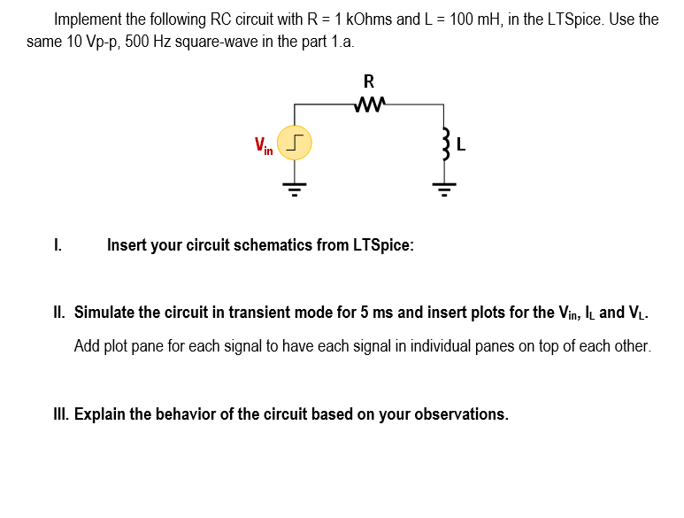 Solved Implement the following RC circuit with R = 1 kOhms | Chegg.com