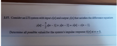 Solved 3.17. Consider an LTI system with inputs(nand output | Chegg.com