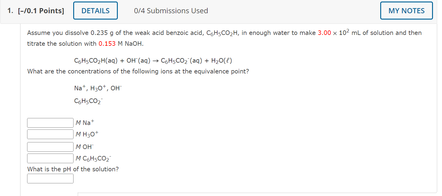 Assume you dissolve 0.235 g of the weak acid benzoic | Chegg.com