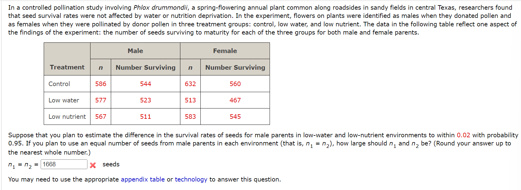 Solved In a controlled pollination study involving Phlox | Chegg.com
