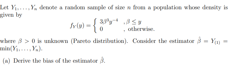 Solved Let Y1,dots,Yn ﻿denote a random sample of size n | Chegg.com