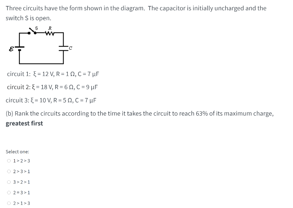 Solved Three circuits have the form shown in the diagram. | Chegg.com