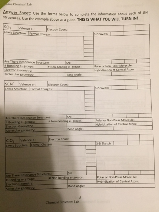 Solved eral Chemistry I Lab Answer Sheet: Use the forms | Chegg.com