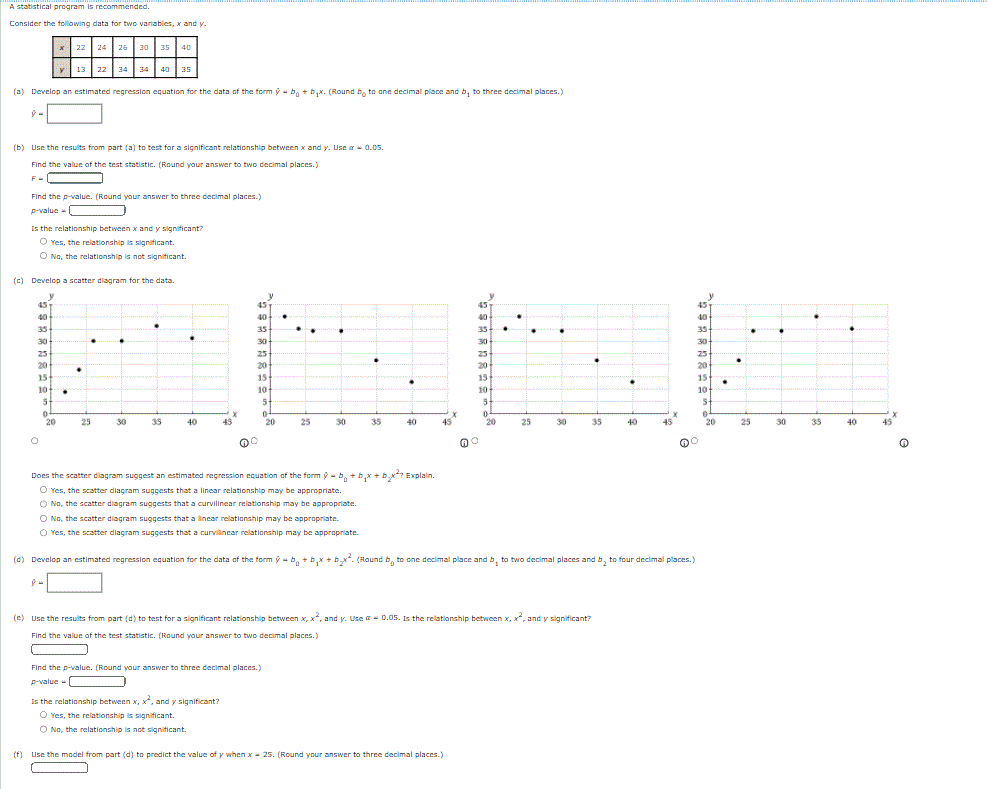 Solved A statistical program is recommended. Consider the | Chegg.com