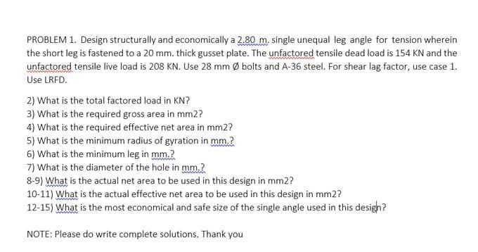 Solved PROBLEM 1. Design structurally and economically a | Chegg.com
