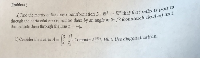 Solved Problem 5 a) Find the matrix of the linear | Chegg.com