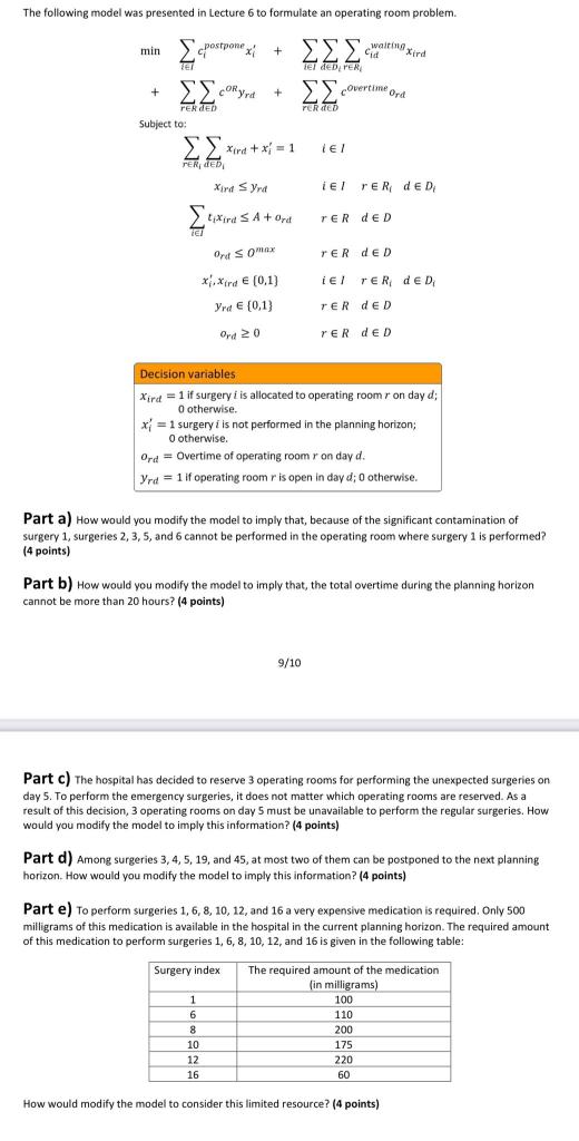 Solved The following model was presented in Lecture 6 to | Chegg.com