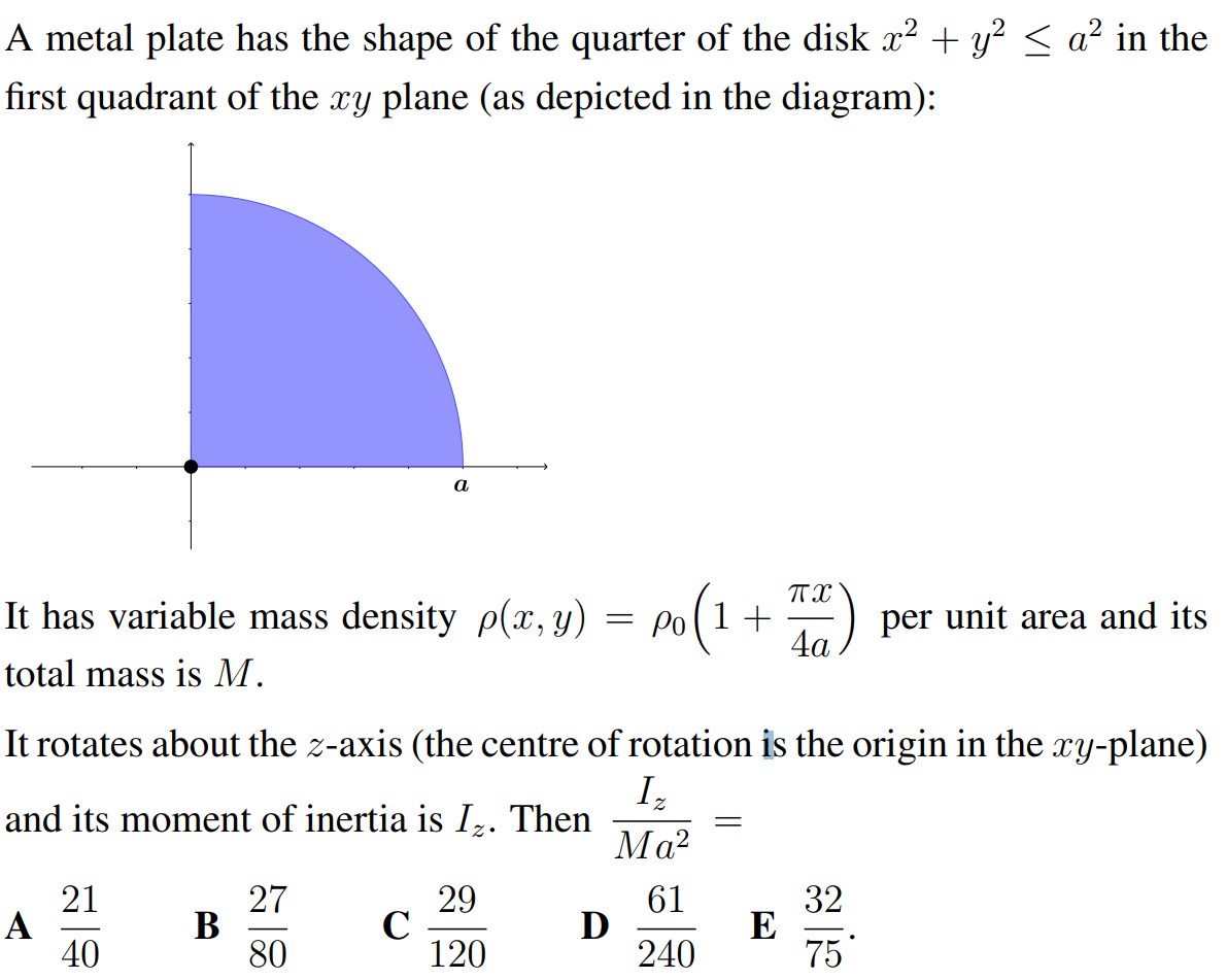 Solved A metal plate has the shape of the quarter of the | Chegg.com