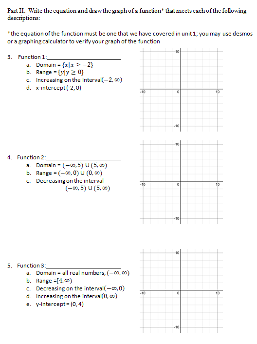 Solved Part II: Write the equation and drawthe graph of a | Chegg.com