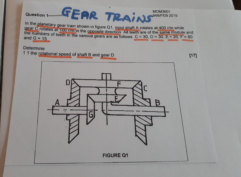 Solved GEAR TRAINS MOM3601 JAN/FEB 2019 Question 1 In the | Chegg.com