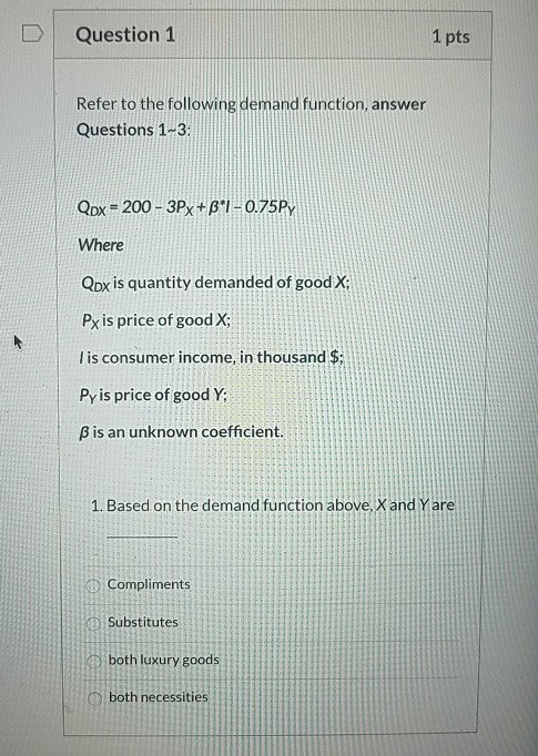 Solved Question 3 1 pts 3. What is the equation of the | Chegg.com