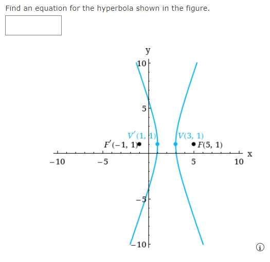 Solved Find an equation for the hyperbola shown in the | Chegg.com
