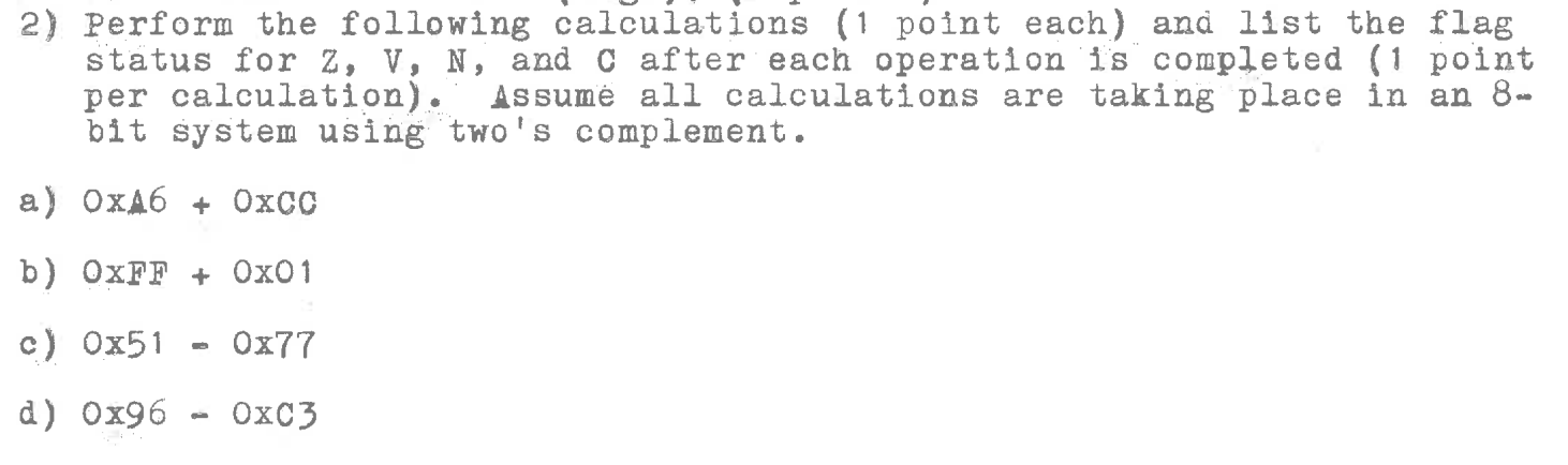 Solved Perform the following calculations and list the flag | Chegg.com