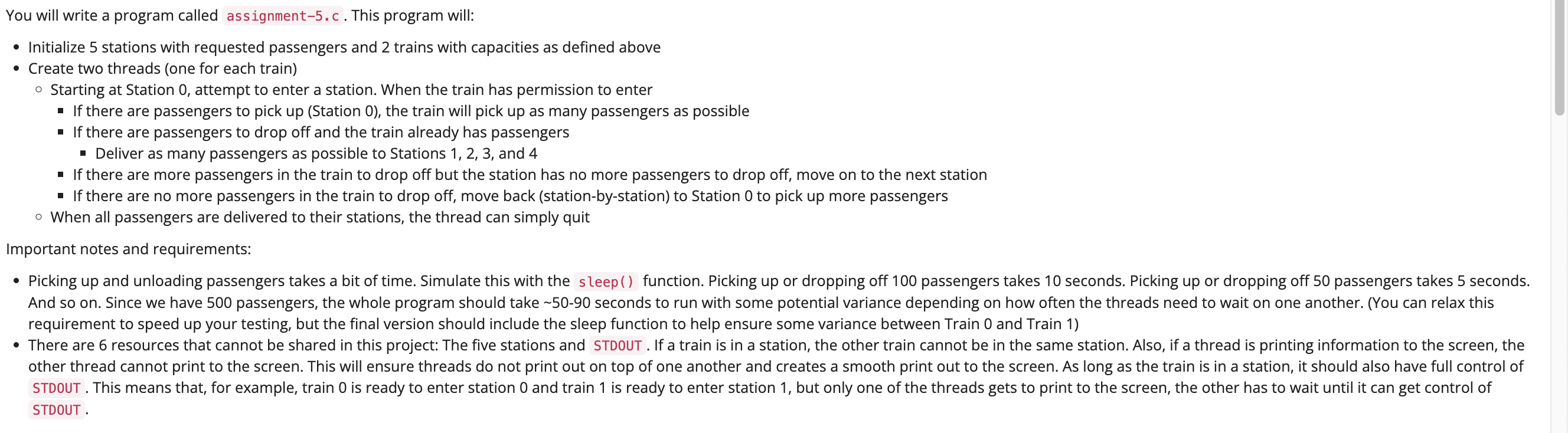 Solved Assignment overview A town has two trains and five | Chegg.com