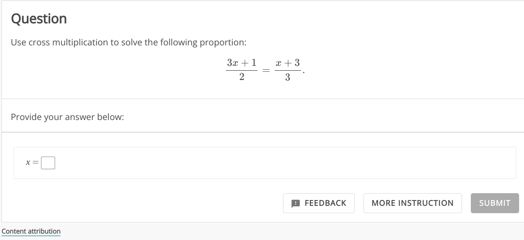 Solved QuestionUse cross multiplication to solve the | Chegg.com