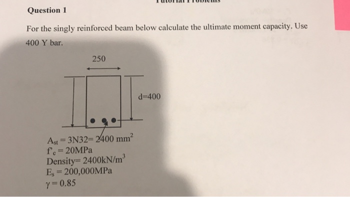 Solved For the singly reinforced beam below calculate the | Chegg.com