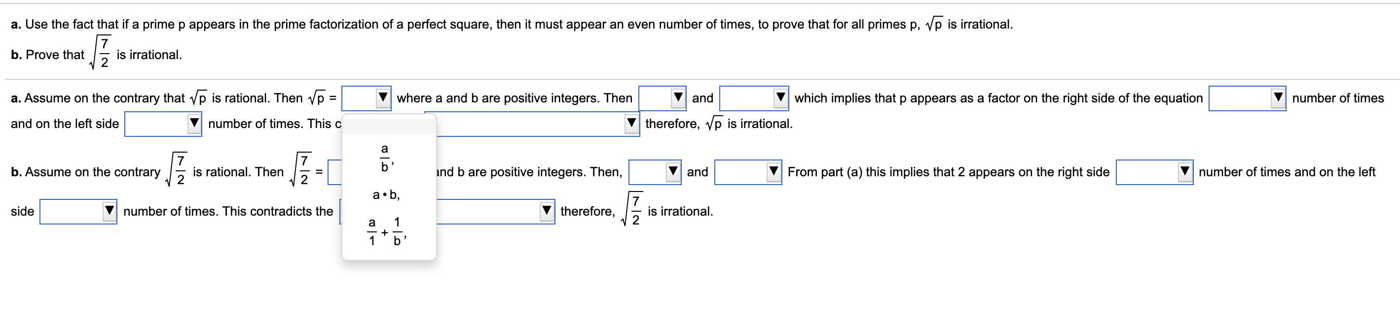 Solved a. Use the fact that if a prime p appears in the | Chegg.com