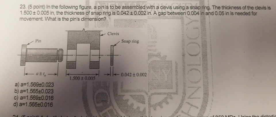 Solved 23. (5 point) In the following figure, a pin is to be | Chegg.com