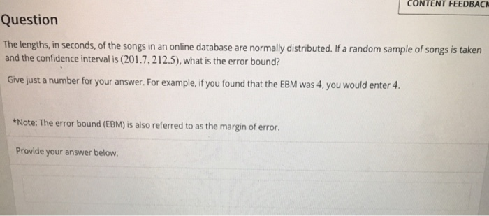 Solved CONTENT FEEDBACK Question The lengths, in seconds, of | Chegg.com