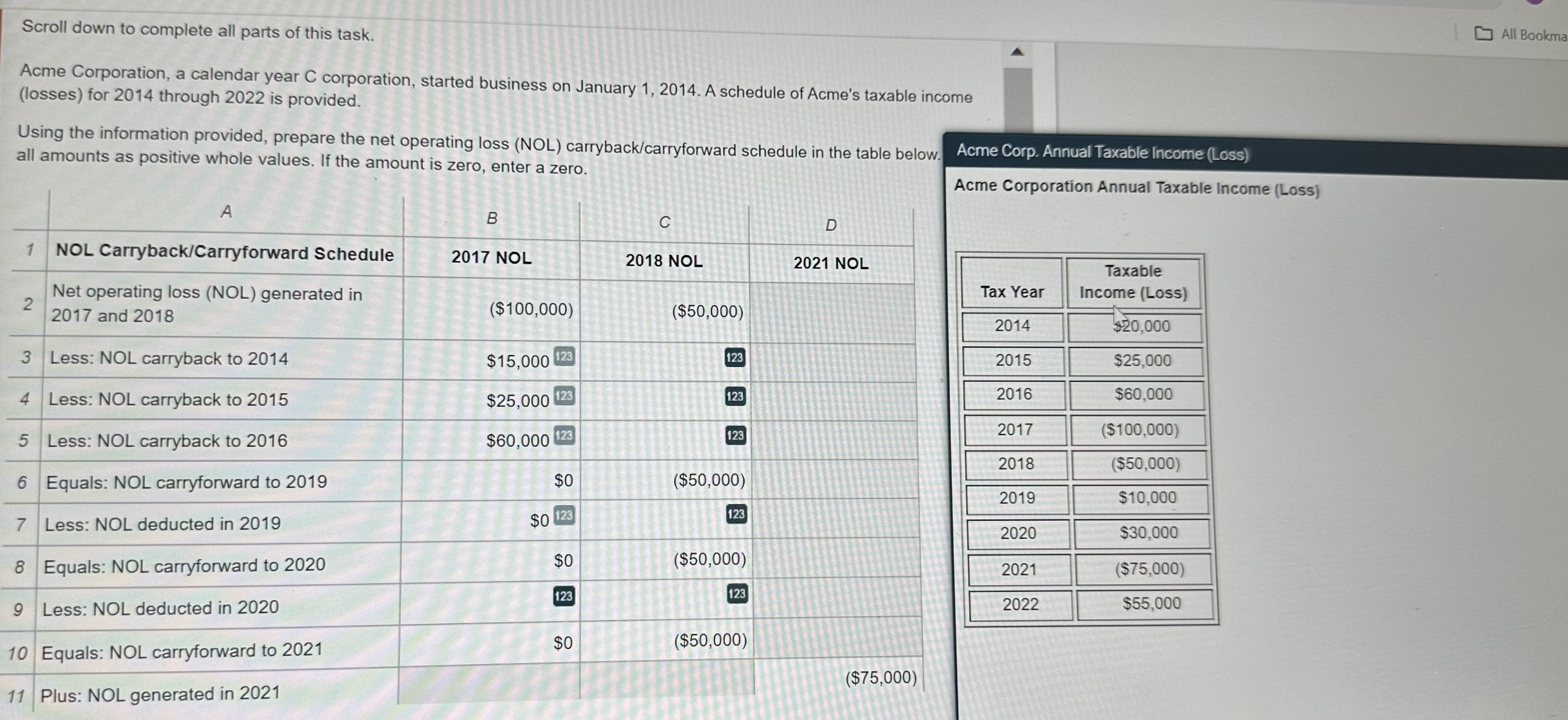 Solved Scroll down to complete all parts of this task. All | Chegg.com